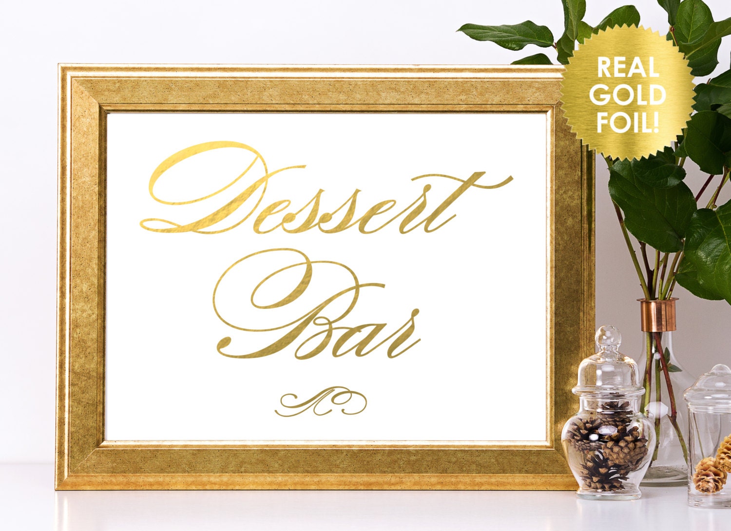 Dessert Bar Signs in REAL Gold FOIL / Gold Foil Buffet Signs