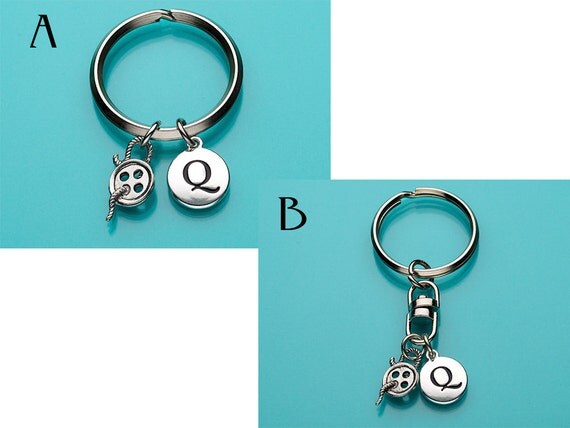 Button and Thread Keychain Button and Thread Key Ring Sewing