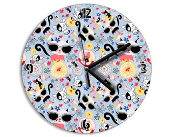 Cat wall clock | Etsy