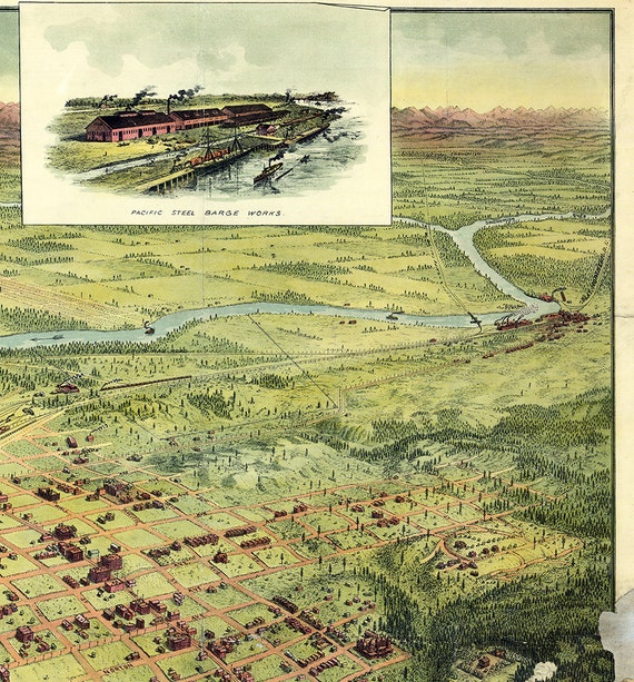 Map of Everett Snohomish Co. Washington 1893 by RetroPrintmaker