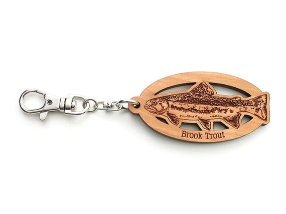 Brook Trout Key Chain Wood Fisherman Gift by NestledPineWoodworks