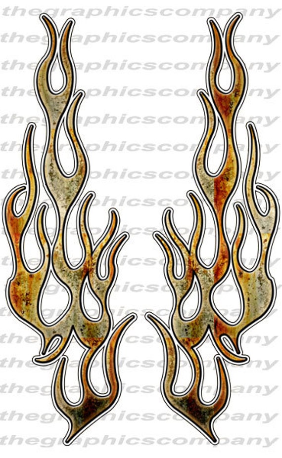 Rusty Flames 12 Decal Stickers Graphics 3M Material High