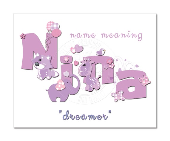 NINA name Meaning Dreamer Nursery Art Kids Room Decor Children nina-name-meaning-dreamer-nursery-art-kids-room-decor-children