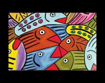 Abstract fish art | Etsy
