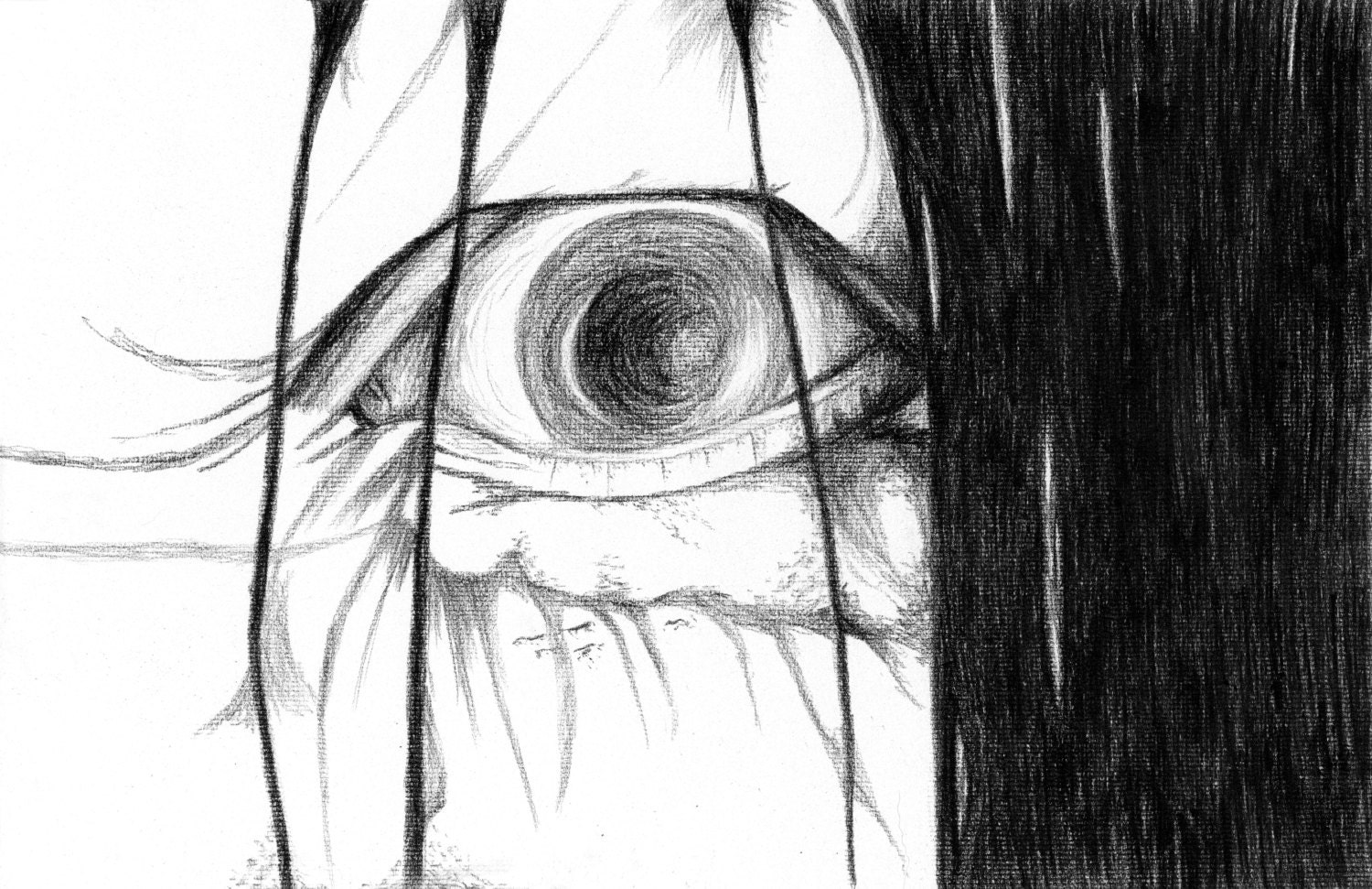 Samara Morgan Closeup The Ring Charcoal Drawing Print