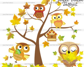 Fall owl clipart | Etsy