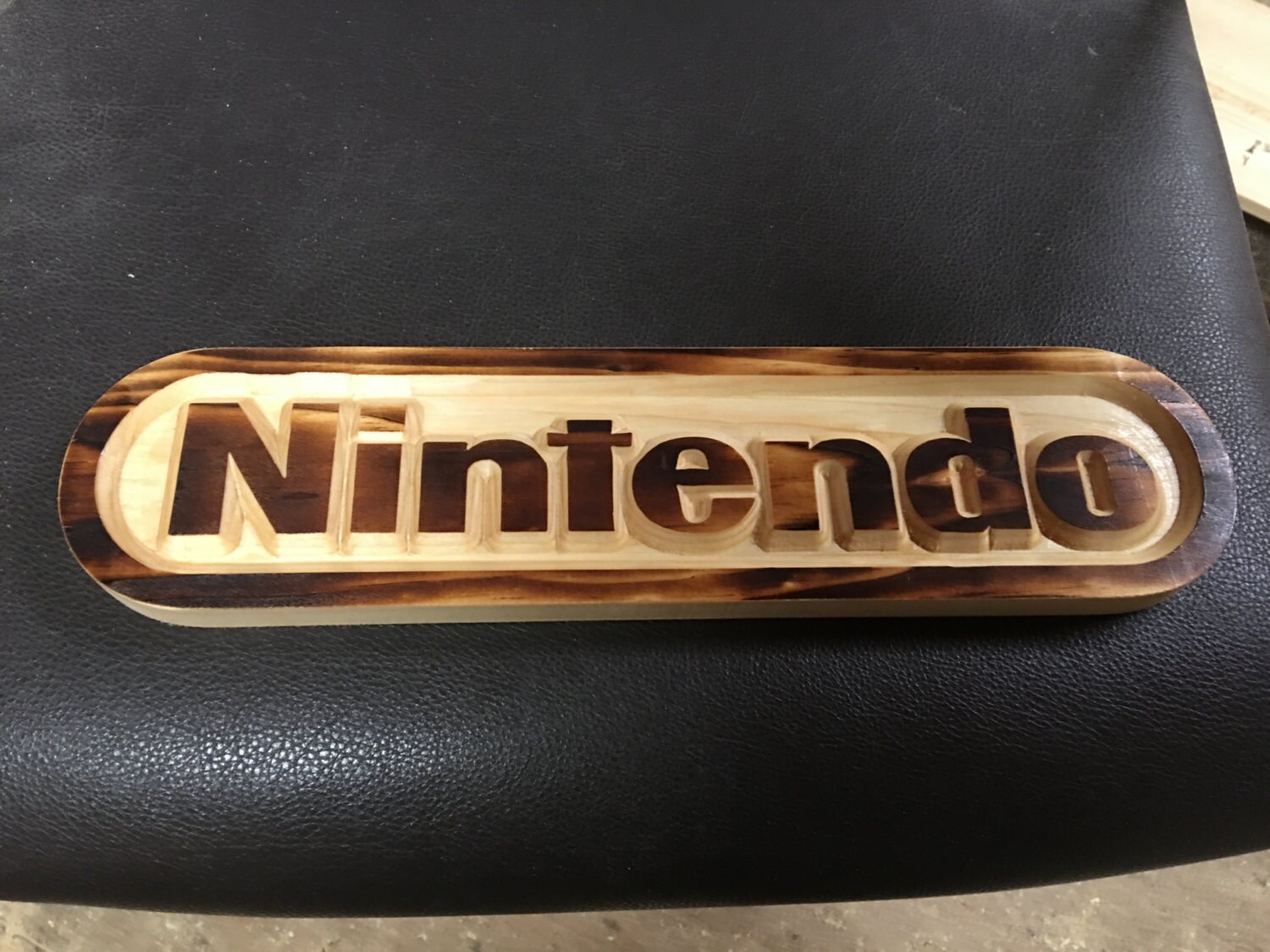Custom carved rustic Nintendo sign by Americancustomsigns on Etsy