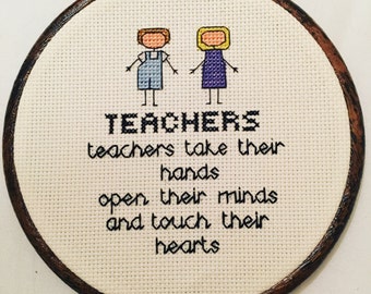 Teacher cross stitch | Etsy