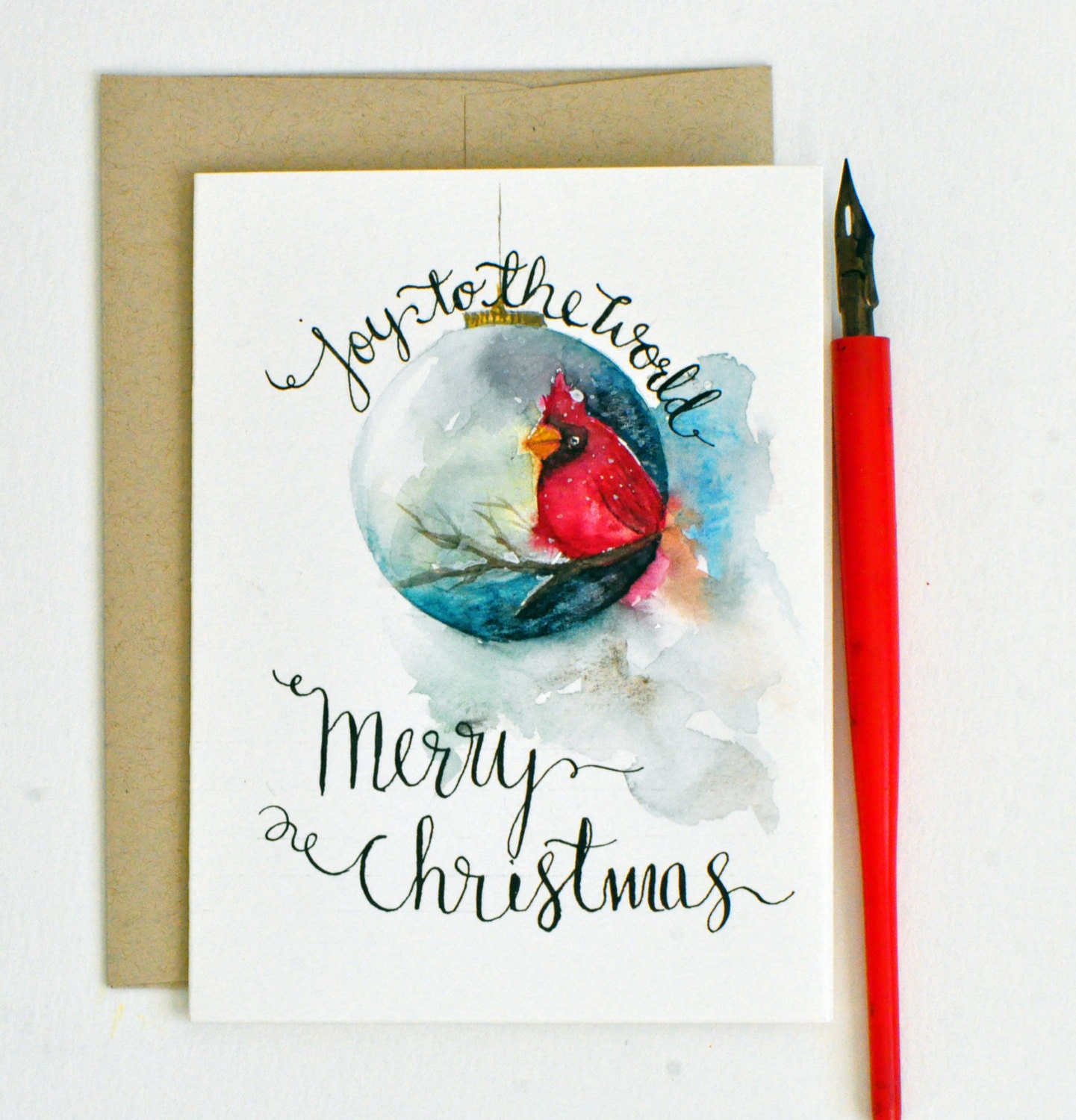 Hand Lettered Hand Painted Watercolor Christmas Card Hand Lettered Hand Painted Watercolor Christmas Card