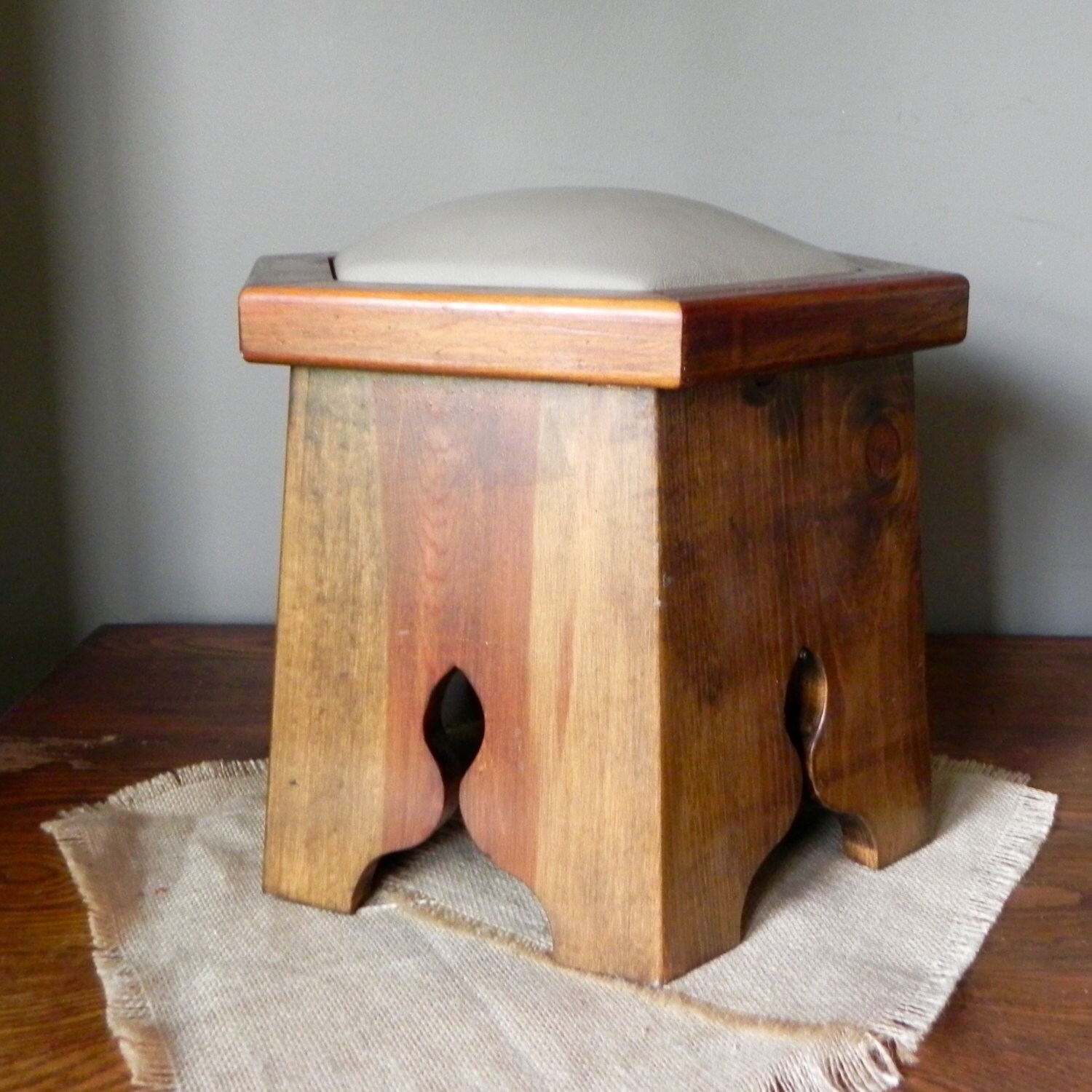 Vintage arts and crafts mission style foot stool footstool side table ...