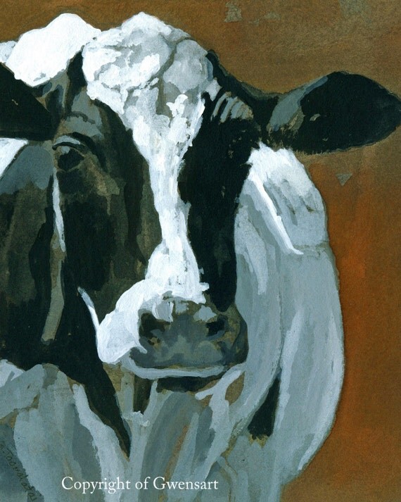Cow PRINT 8.5 x 11 paper size Cow print of original acrylic
