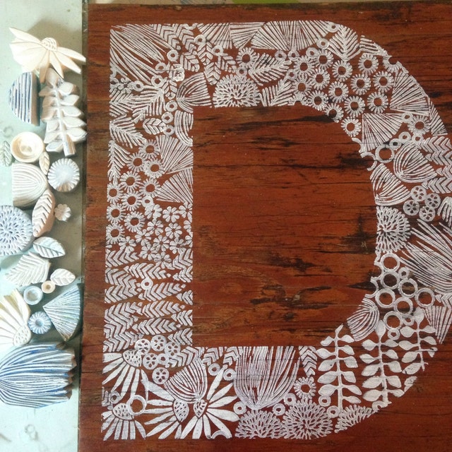 Handprinted Home Decor by JeanneMcGeeArt on Etsy