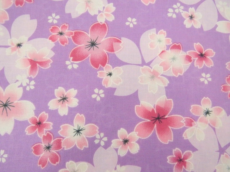 2658B — Japanese Cherry Blossoms in Lavender, Sakura Fabric, Spring ...