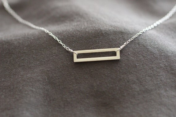 simple silver necklace sterling silver necklace rectangle