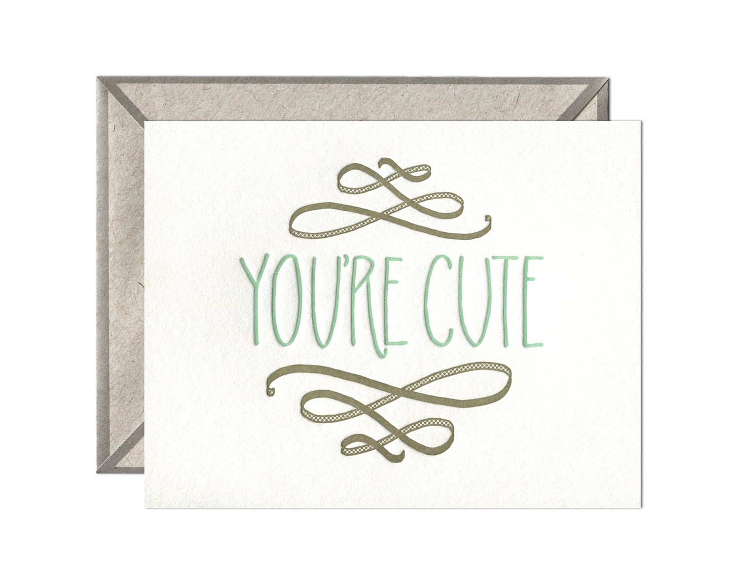 You're Cute letterpress card by inkmeetspaper on Etsy
