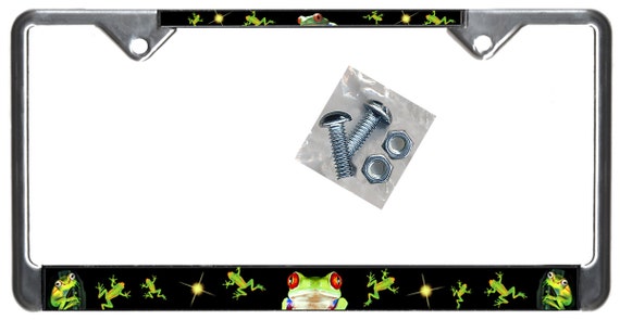 Frogs License Plate Frame Personalize Gifts Green Frog Plate