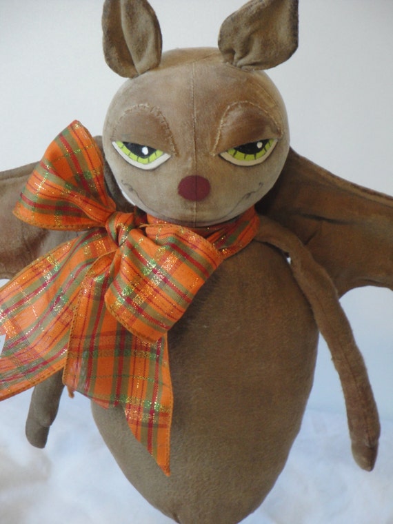Primitive Halloween Flying bat unique creepy bat cloth doll