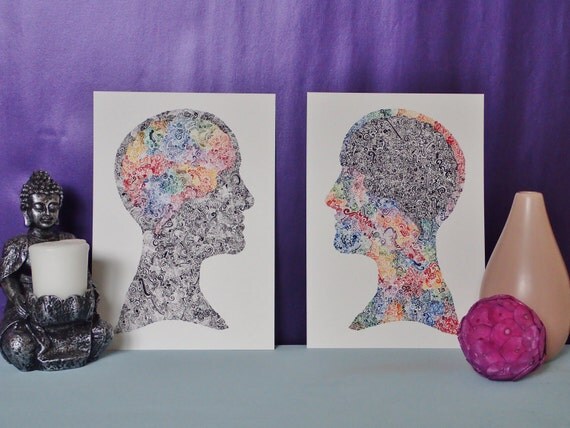 Mental Health Art A5 Art Print Mental Health Diptych