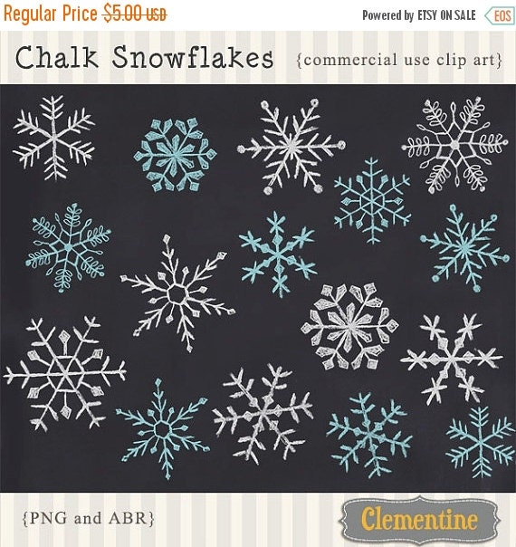 60% OFF SALE Digital chalk snowflakes hand by ClementineDigitals