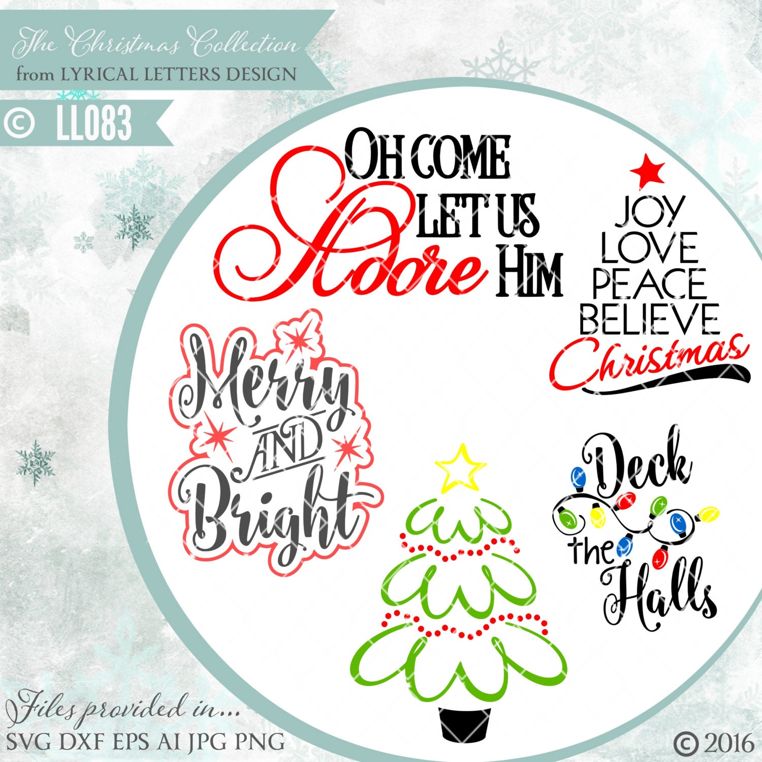 Christmas Tree Deck the Halls Merry and Bright LL083 SVG