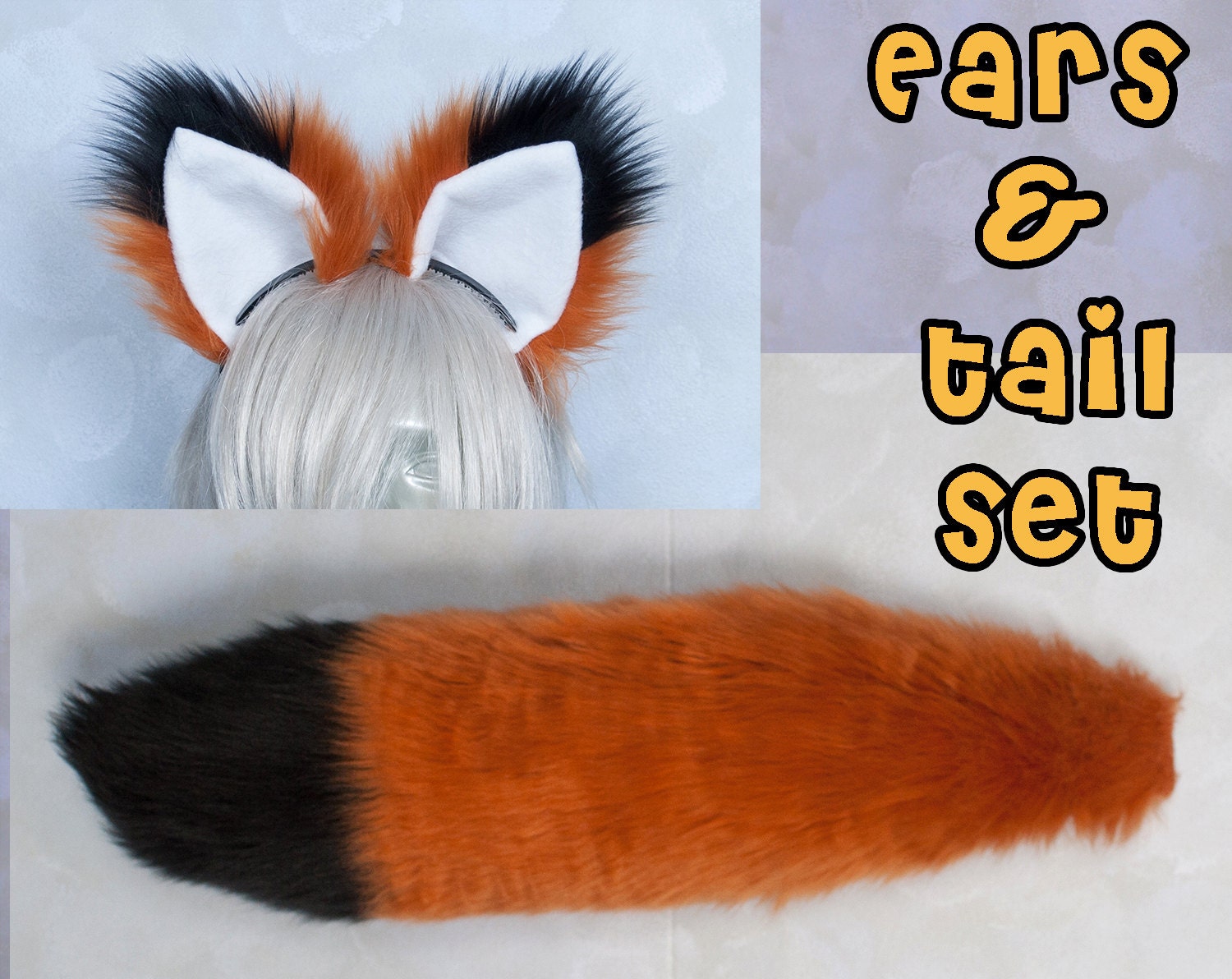 Rust Furry Fox Tail and Ears-Black Tip Luxury Cosplay