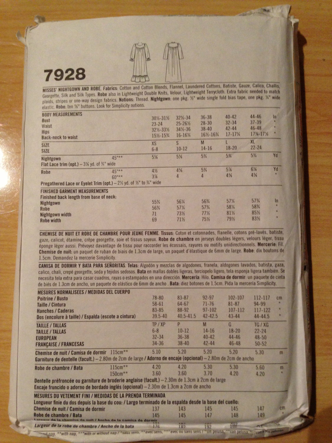 Simplicity Sewing Pattern 7928 Misses Nightgown and by SplashOfLuv