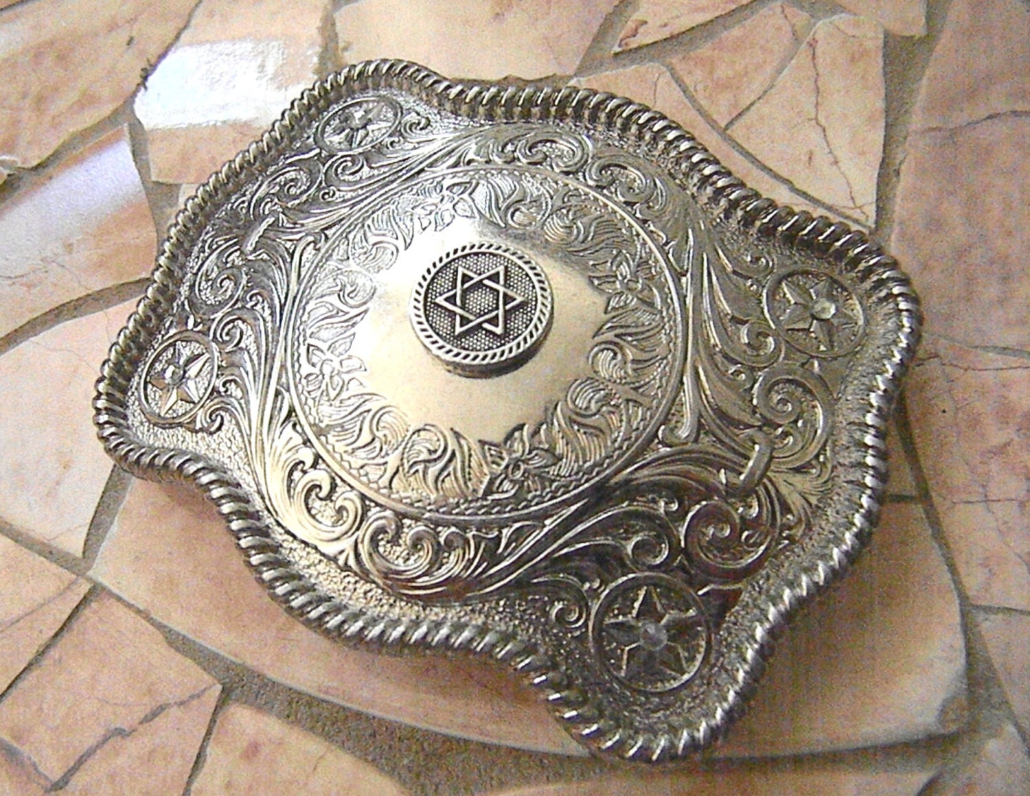 Jewish Gifts Star of David Silver Belt Buckle Hanukkah