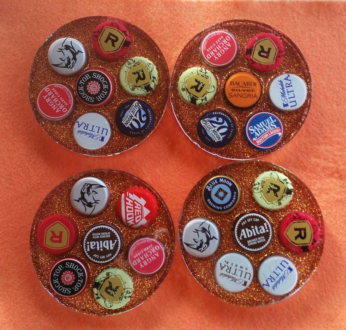 Beer Top Resin Coasters Set of 4