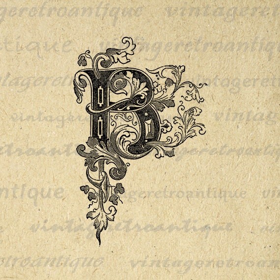 Elegant Letter B Digital Graphic Printable by VintageRetroAntique