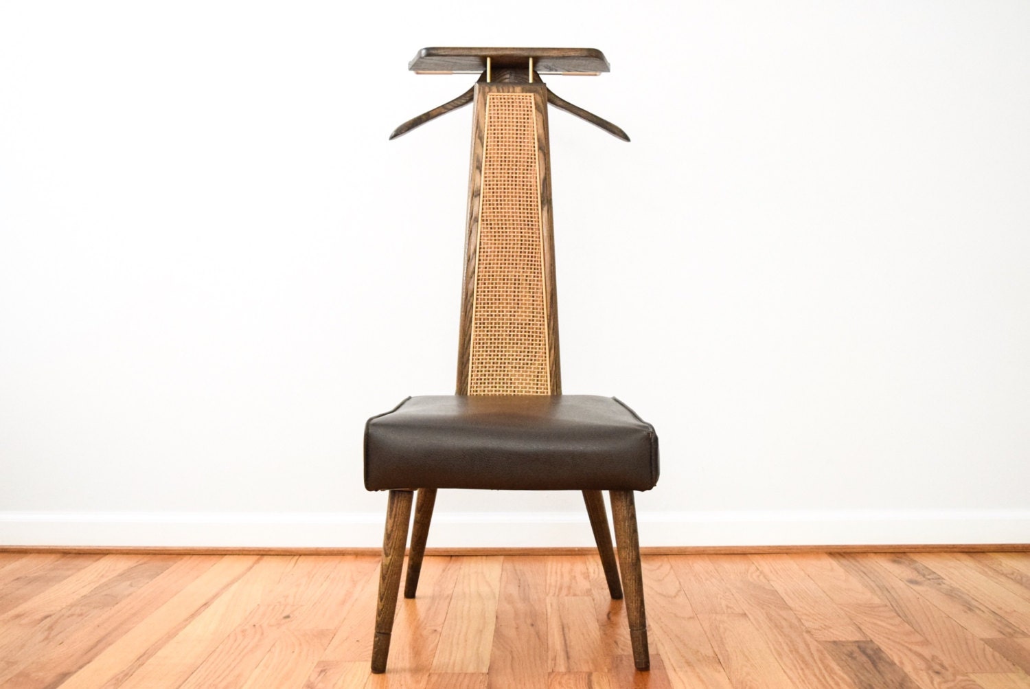 men’s butler with chair, furniture valet, wood valet stand, mid century ...