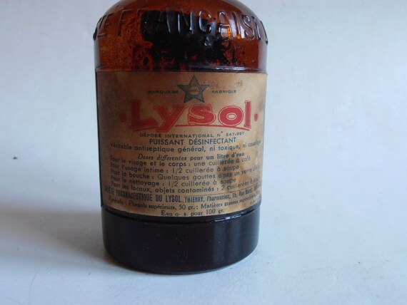 vintage Lysol drugstore pharmacy apothecary amber glass