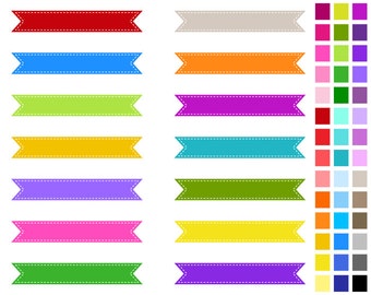 Banner clipart stitched ribbon flags digital ribbon clip
