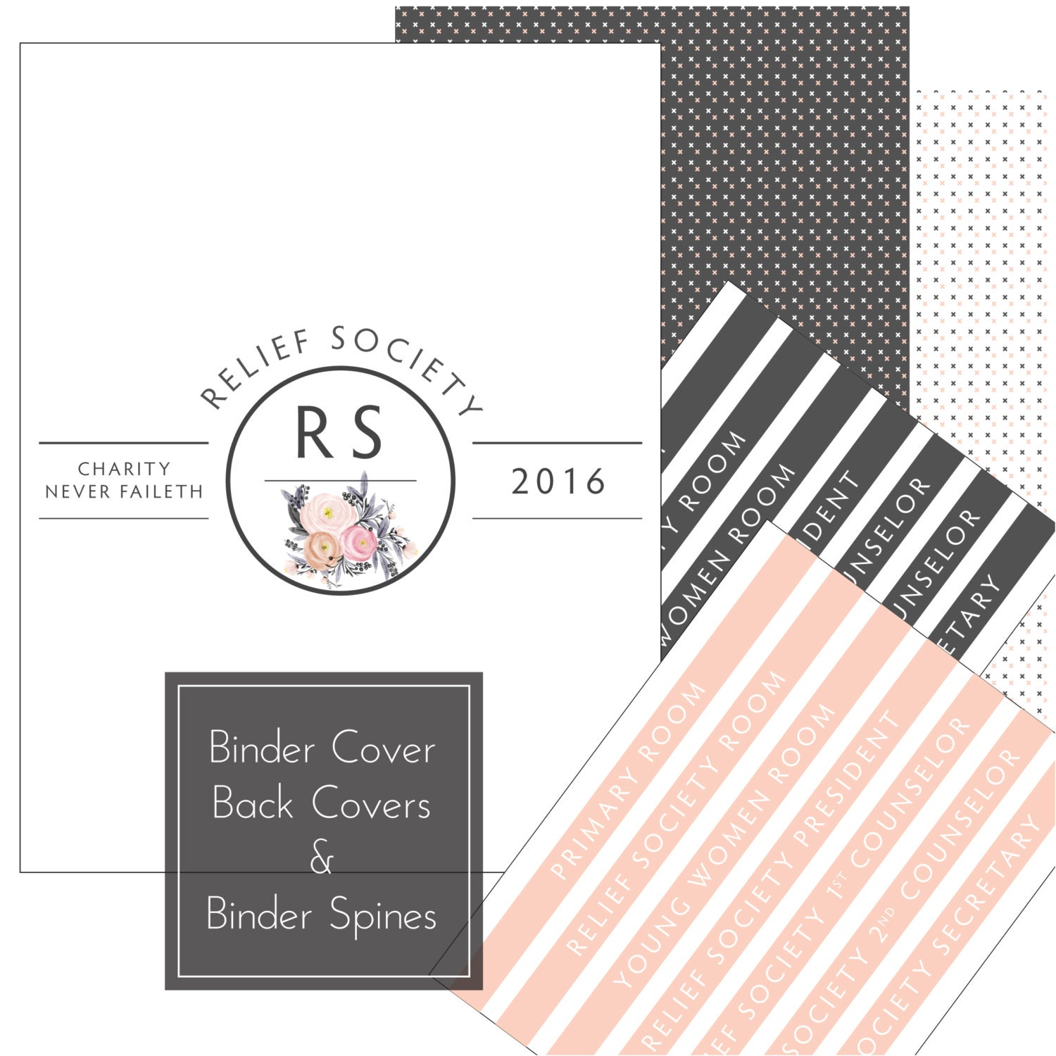 Relief Society Presidency Kit: Binder Covers by AJCDesignStudio