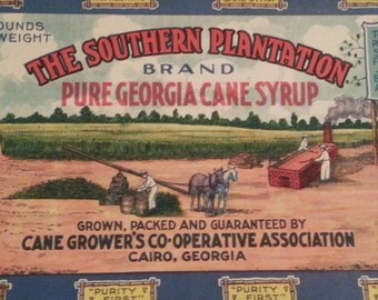 SOUTHERN PLANTATION Syrup can label Cairo Georgia