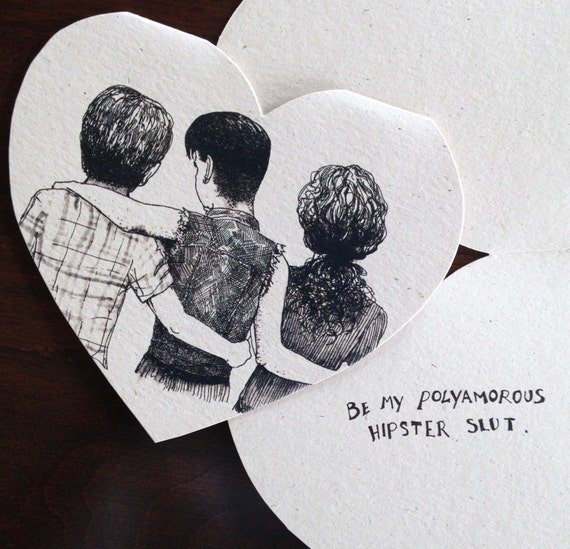 Items similar to Be My Polyamorous Hipster Slut card, funny love ...