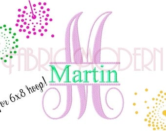 SPLIT DEER MONOGRAM frame Machine Embroidery by FabricModern