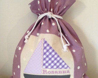 Items similar to Fort Kit Upcycled Initial Drawstring Bag SET ...