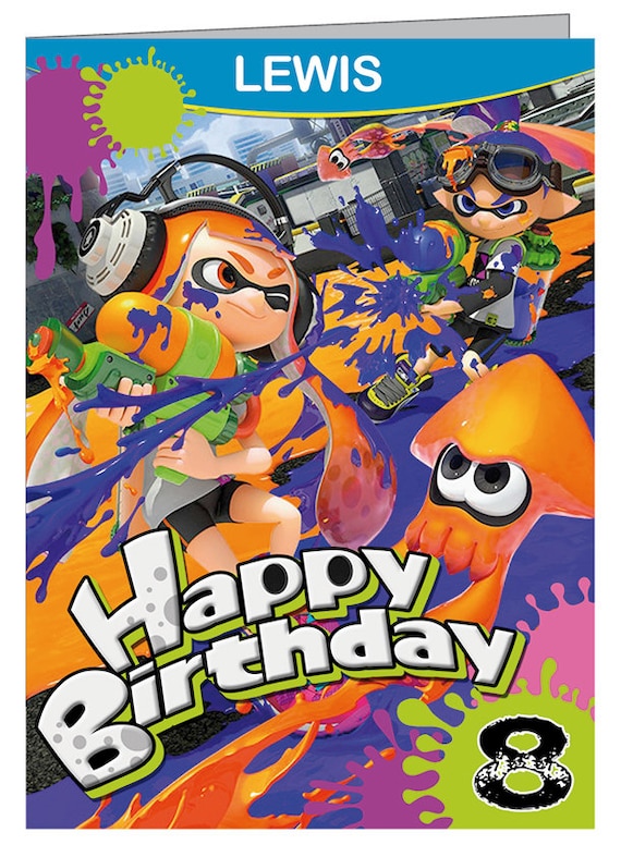 Splatoon personnalisé carte d'anniversaire A5
