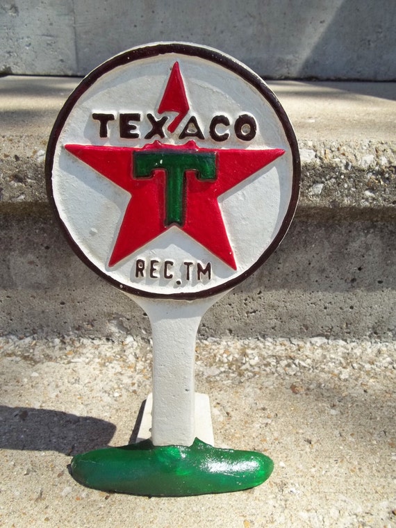 Cast Iron TEXACO GAS STATION Sign Display Door Stop Doorstop