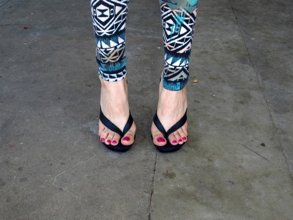 VIP 5 inch Handmade Black Leather Thick Thong Foot Fetish Mule