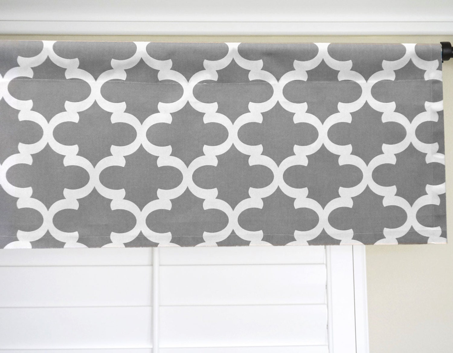 Grey Window Valance.Gray Curtain Valance.Gray White Modern