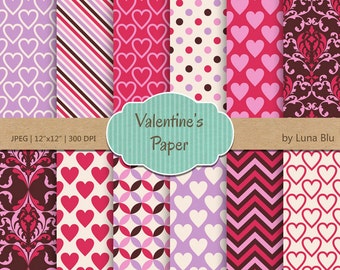 Valentine digital scrapbook kit with hearts rosettes