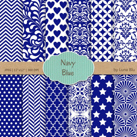 Navy Digital Paper: Navy Blue Patterns
