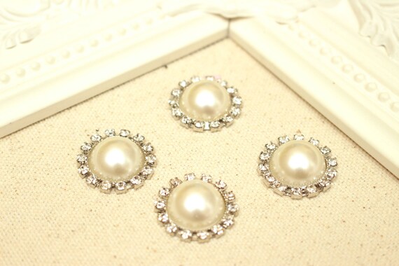 Ivory Rhinestone Pearl Push Pins Pearl by fluteofthehour on Etsy