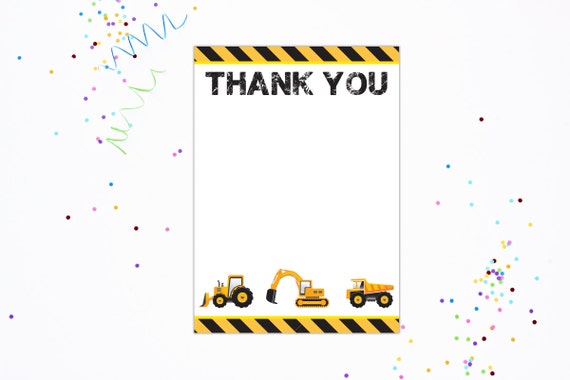 Construction Party Thank You Construction Thank You Card