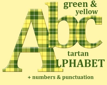 Colorful plaid digital alphabet clipart gingham font by LucyPlanet