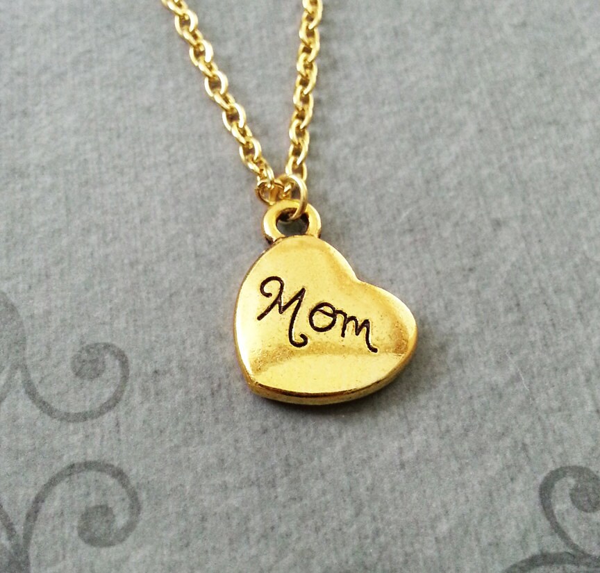 Mom Necklace SMALL Mom Jewelry Mom Heart Necklace Gold Mom
