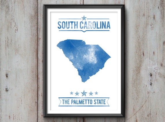 South Carolina State Typography Print Poster by IdeateCreateStudio