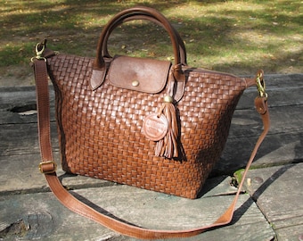 Woven leather bag | Etsy