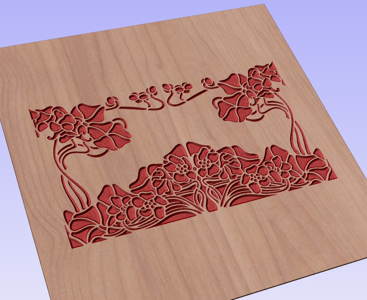 Floral vector file eps for V-bit cnc carving